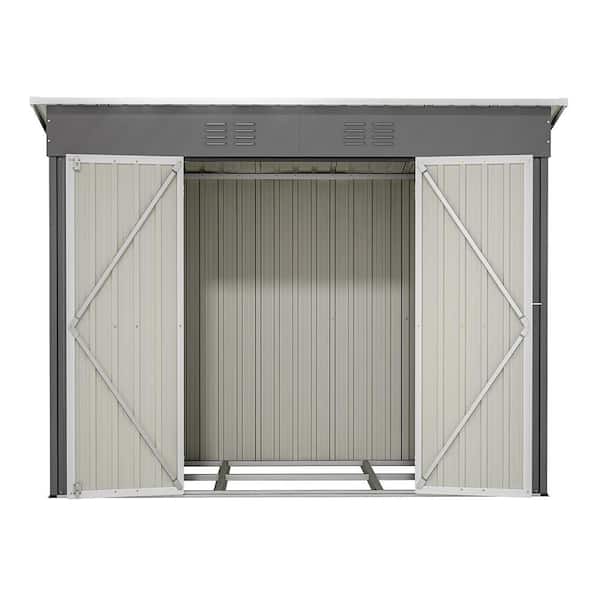 Hohuqeri 8 ft. W x 4 ft. D Gray Metal Storage Shed Outdoor Waterproof ...