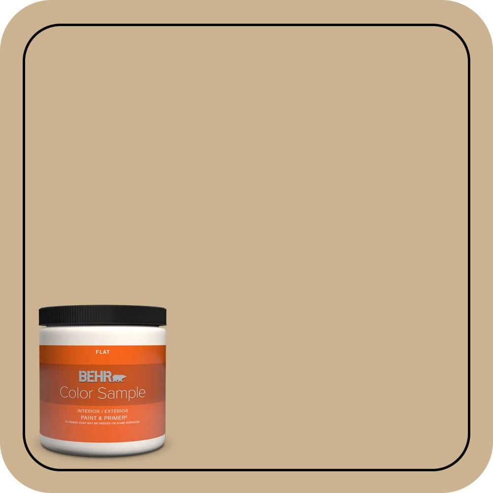 BEHR PREMIUM PLUS 8 oz. #PWL-84 Tropical Tan Flat Interior/Exterior ...