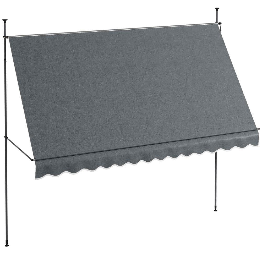 Outsunny 11.5 ft. Manual Retractable Awning, Non-Screw Freestanding ...