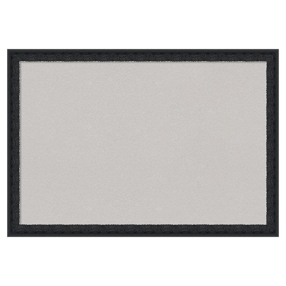 Amanti Art Bethany Black 26 in. x 18 in. Wood Framed Grey Cork Memo ...