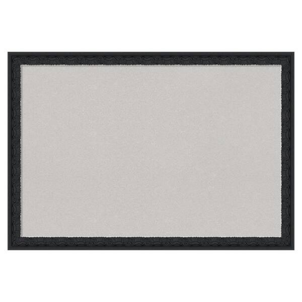 Amanti Art Bethany Black 26 in. x 18 in. Wood Framed Grey Cork Memo ...