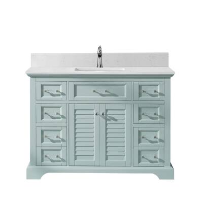 ROSWELL Lorna 48 in. Bath Vanity in Finnish Green with Composite Vanity ...