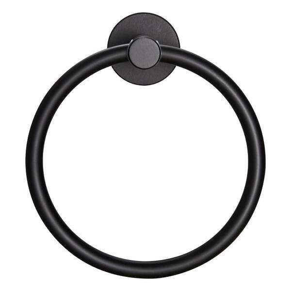 TCYO 1-Pack Wall Mounted Towel Ring in Black TYIRBH04-6B - The Home Depot
