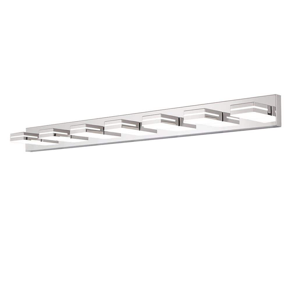 PUDO 47.2 in. Modern Minimalist Chrome 6-Light Vanity LED Light with ...
