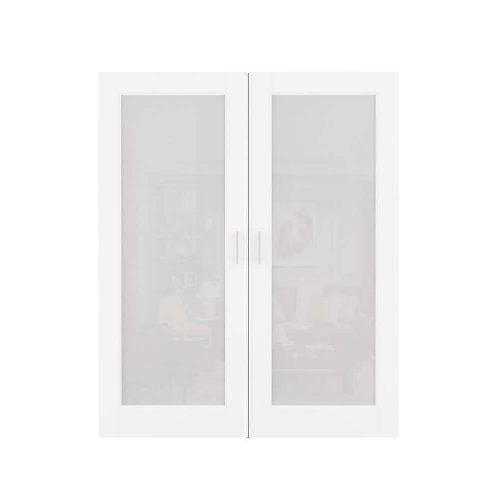 ARK DESIGN 52 in. x 80 in. 1-Lite Frosted Glass White Solid Core ...