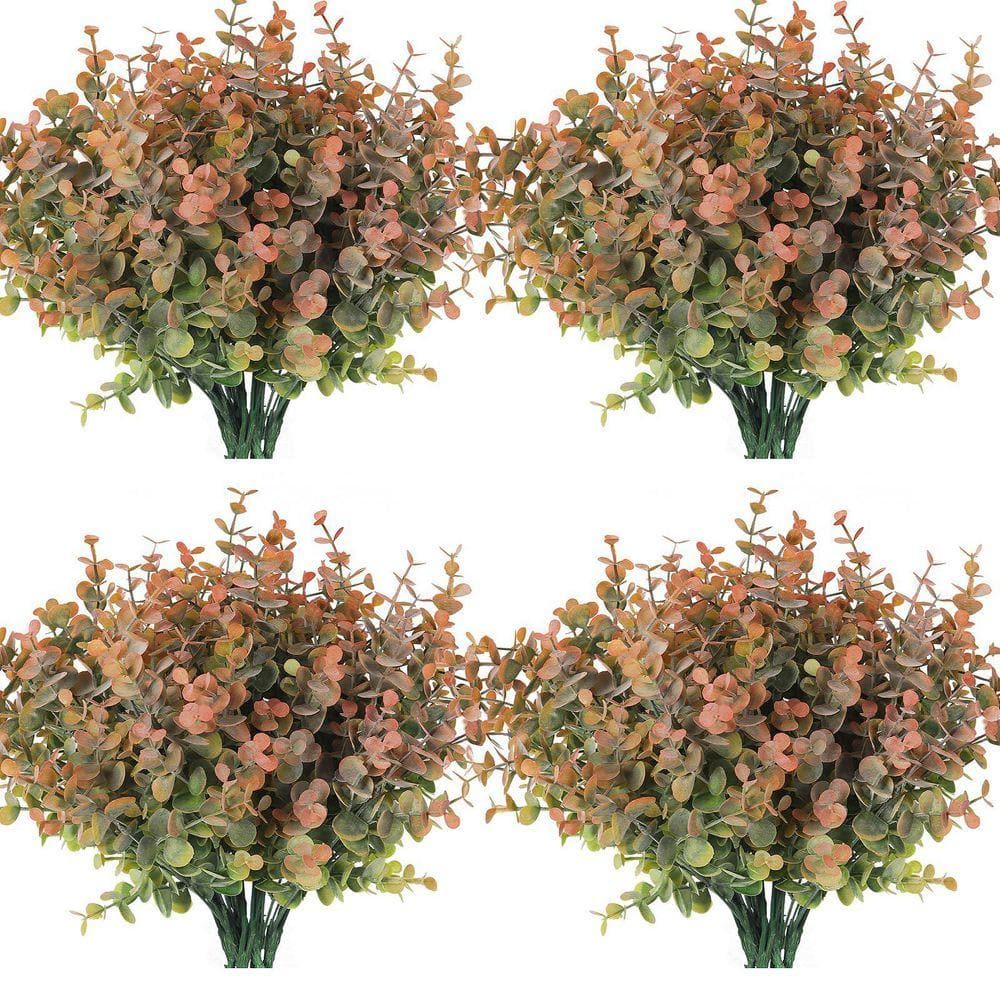 13 in. Dusty Orange 12-Bundles Artificial Greenery Plants Stems Outdoor ...
