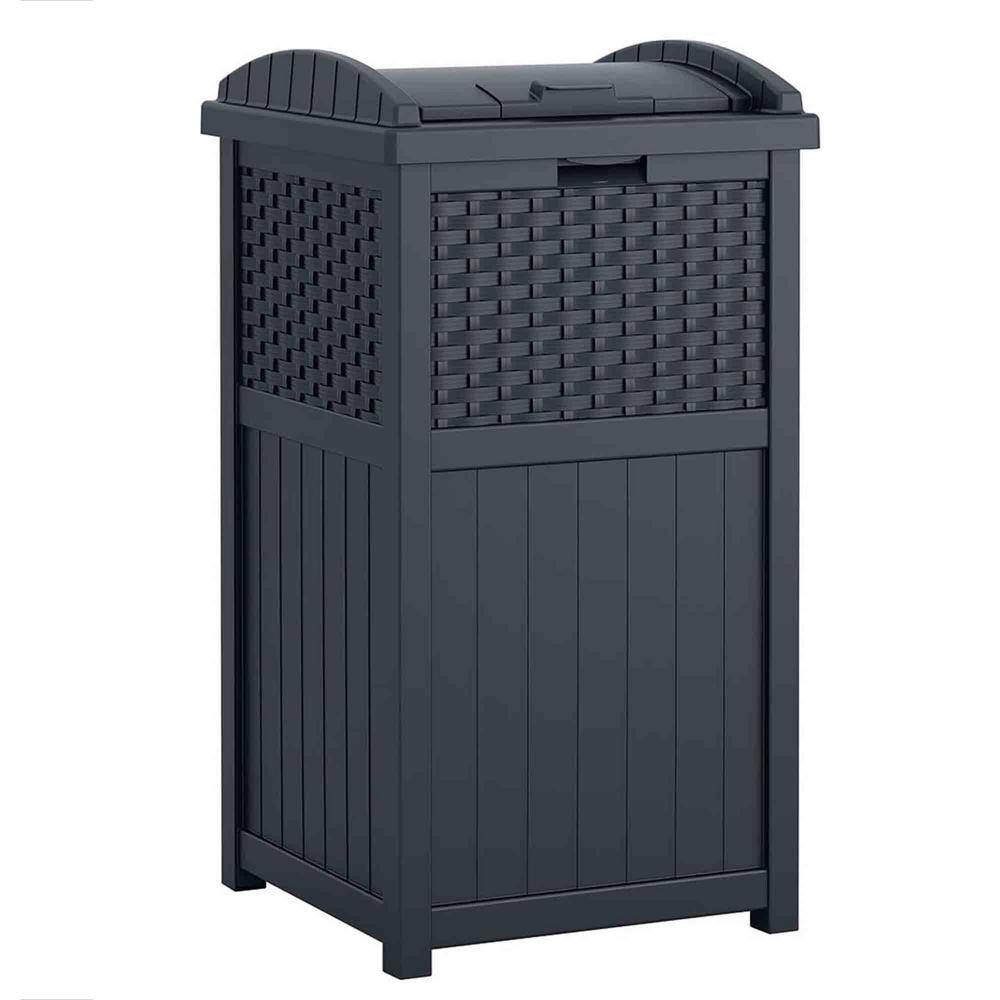 FAWEY TRED INC 33 Gal. Resin Dark Grey Outdoor Hideaway Patio Trash Can ...