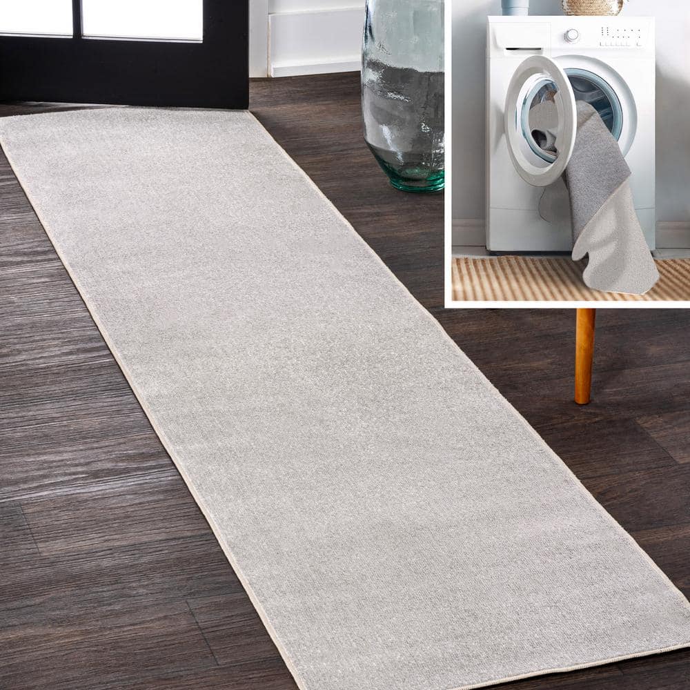 JONATHAN Y Light Gray 2 ft. x 8 ft. Twyla Classic Solid Low-Pile ...