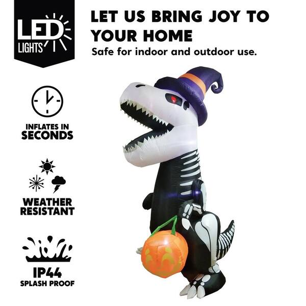 Joyfy Syncfun 8 FT Inflatable Skeleton Dinosaur with Built-in LEDs for ...