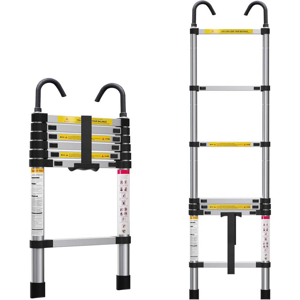 KIWDZFU 6.6ft Aluminum Telescoping Ladder, Lightweight Collapsible with ...