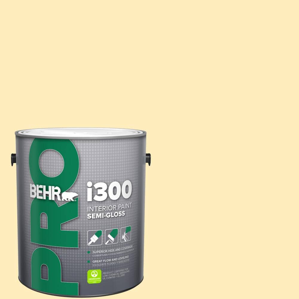 BEHR PRO 1 gal. #P290-1 Soft Buttercup Semi-Gloss Interior Paint ...
