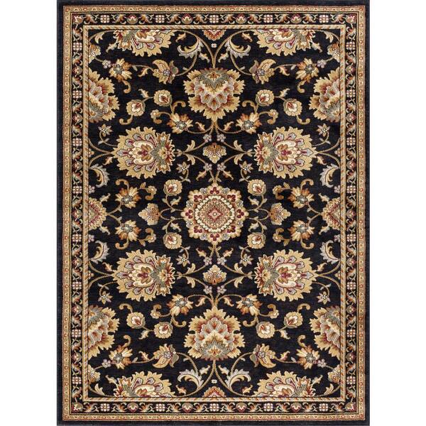 Tayse Rugs Sensation Border Black 8 ft. x 11 ft. Indoor Area Rug ...