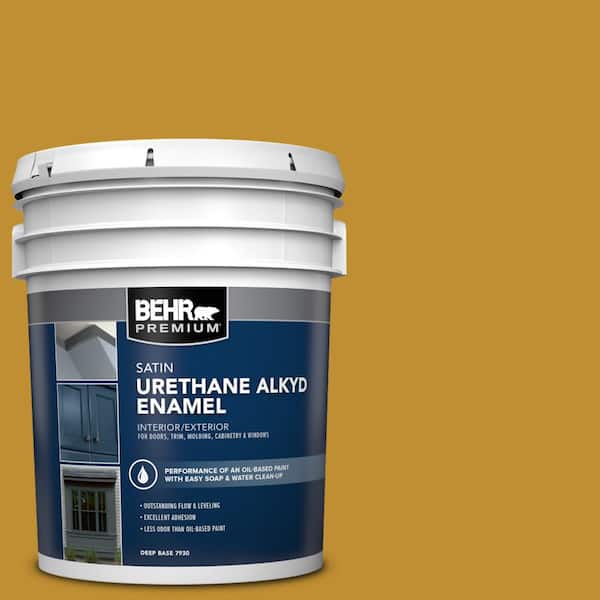 BEHR PREMIUM 5 gal. #M290-7 Turmeric Urethane Alkyd Satin Enamel ...