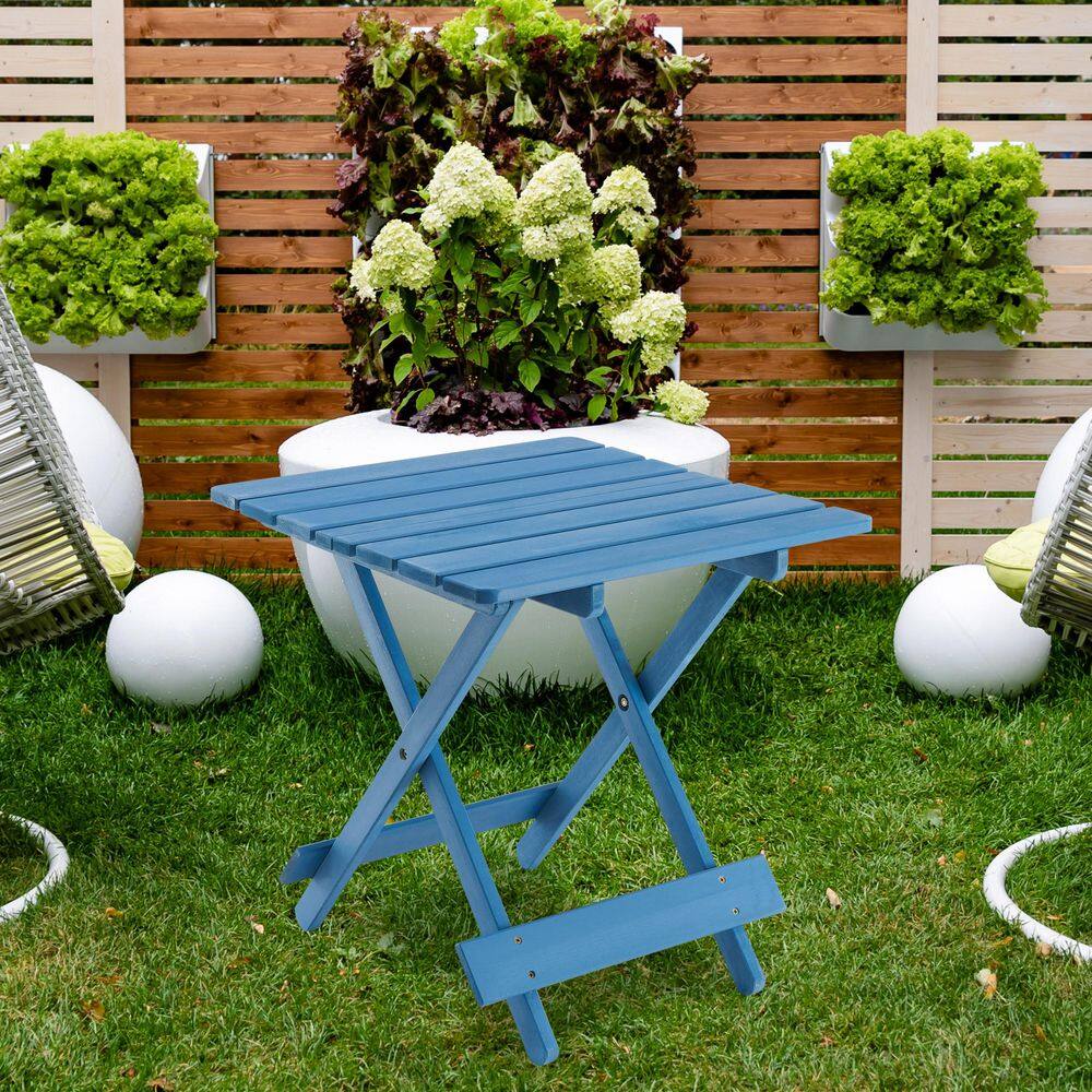 Square Solid Wood Outdoor Side Table, Folding Table for Backyard ...