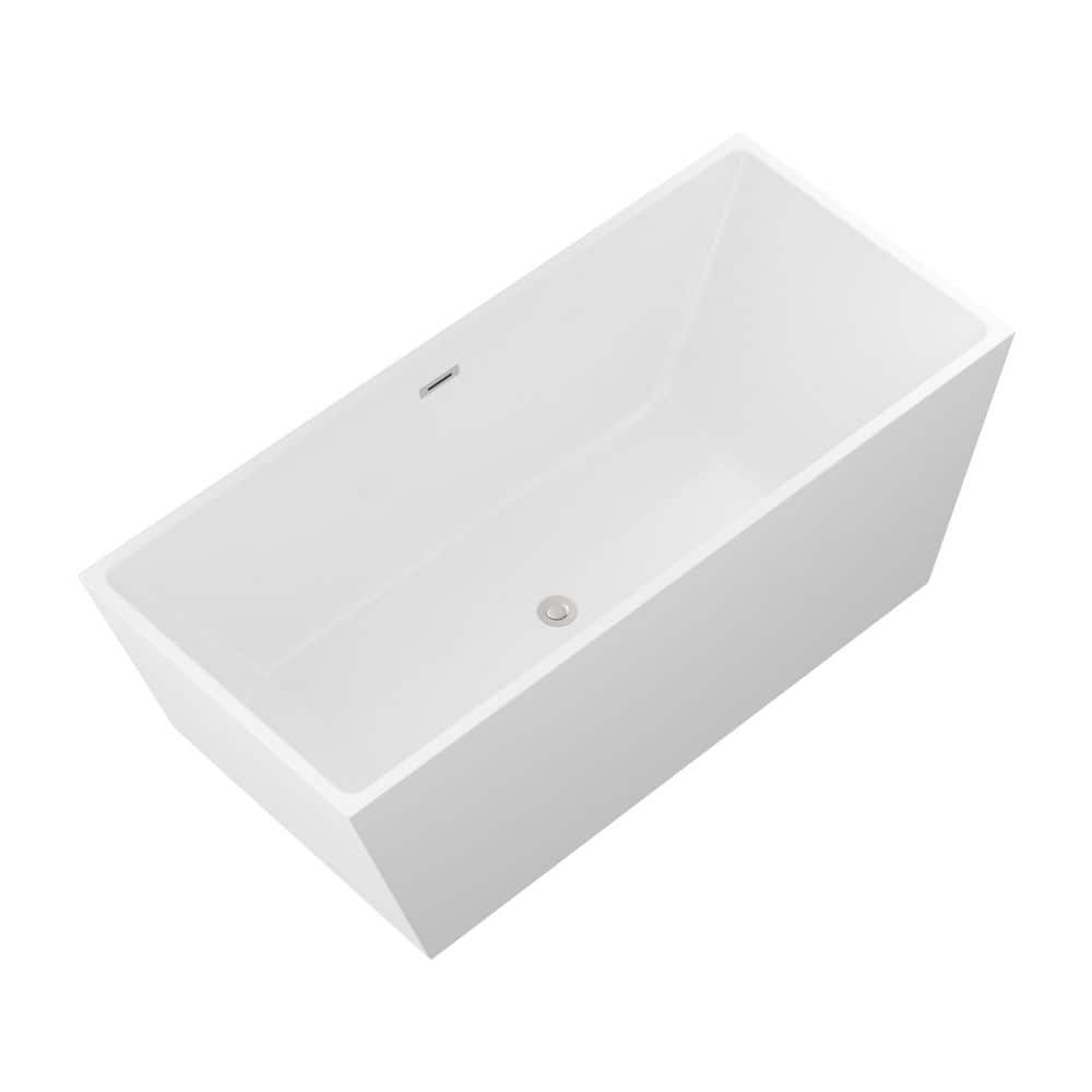 67 in. x 29.5 in. Acrylic Freestanding Rectangle Soaking Bathtub with ...