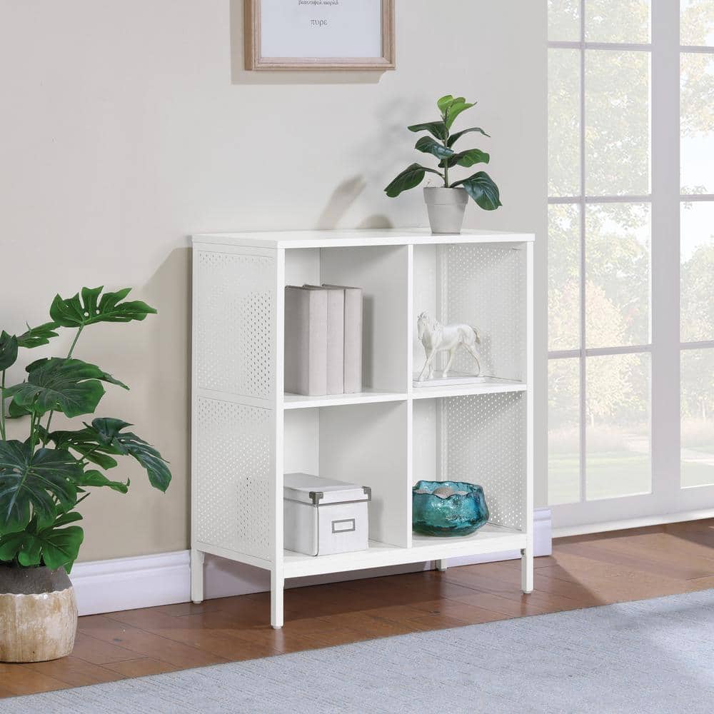 OSP Home Furnishings Ace 4-Cube Storage Bookcase White AC4CB-WH - The ...
