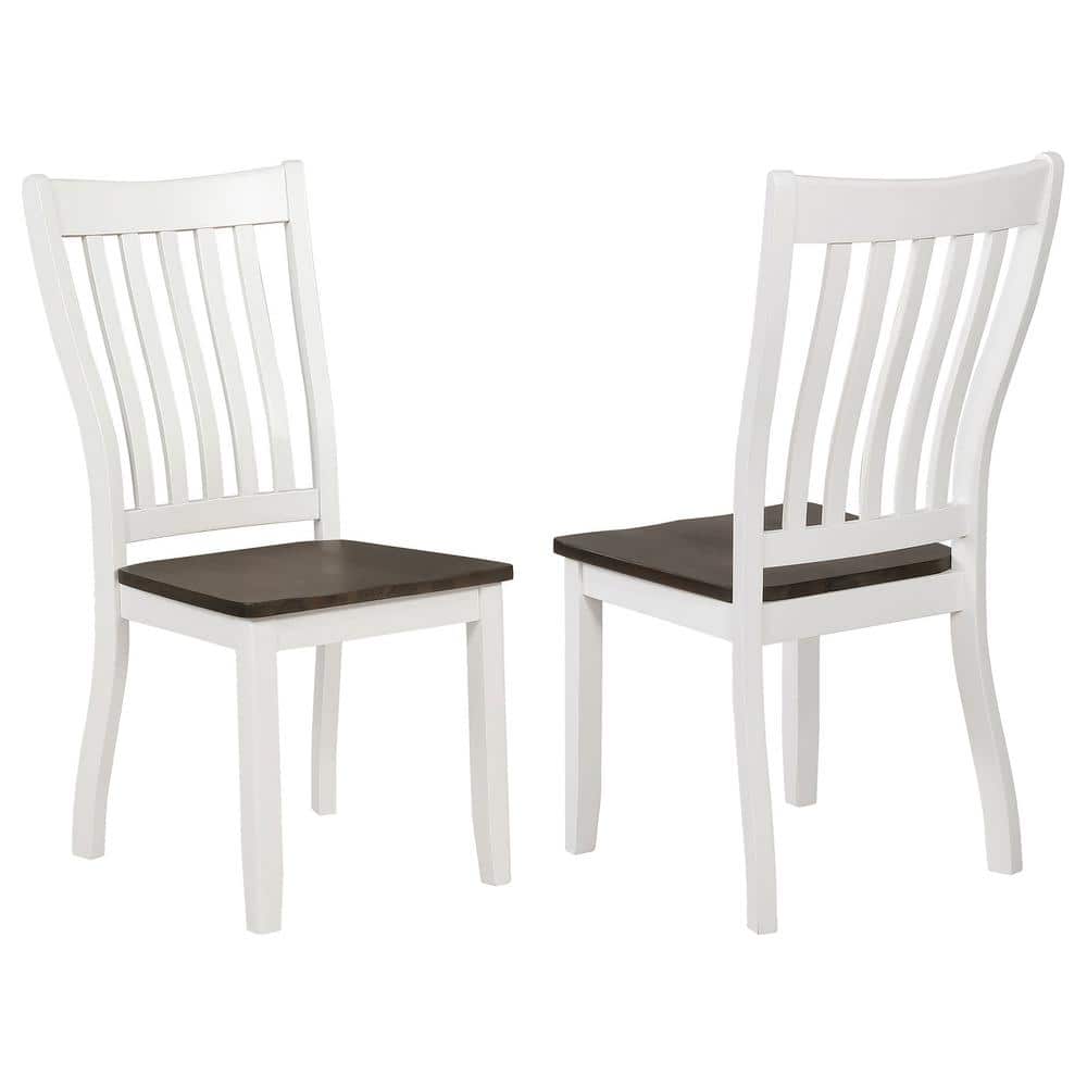 Coaster Kingman Espresso And White Wood Slat Back Dining Chairs Set Of