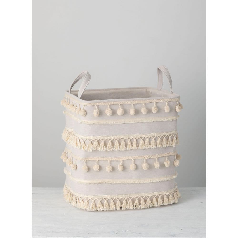 SULLIVANS 18.75" Pom Pom Basket N2488 - The Home Depot