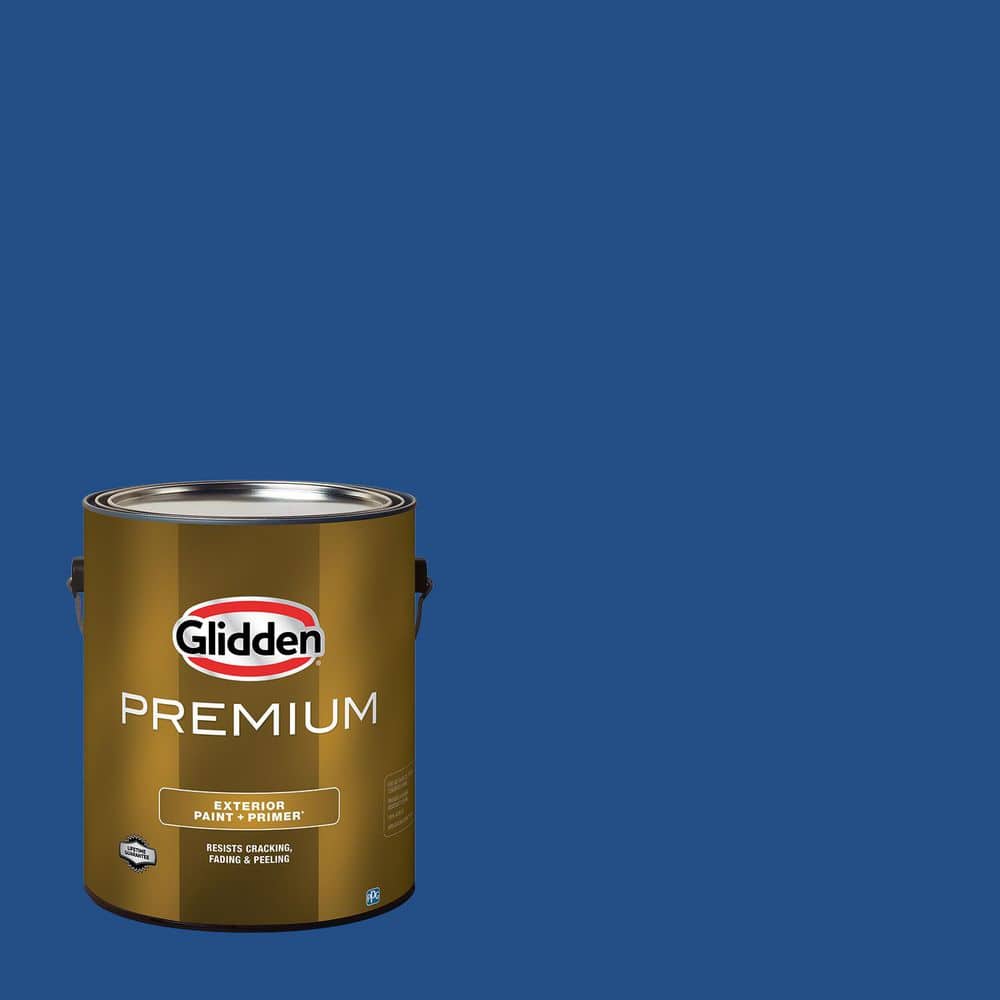 Glidden Premium 1 gal. PPG1161-7 Brilliant Blue Satin Exterior Latex ...