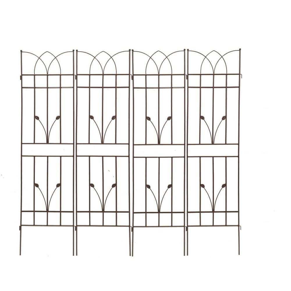 ECOCHIC SPACES INC Rustic Charm 71 in. Brown Iron Trellis-4 Pack for ...