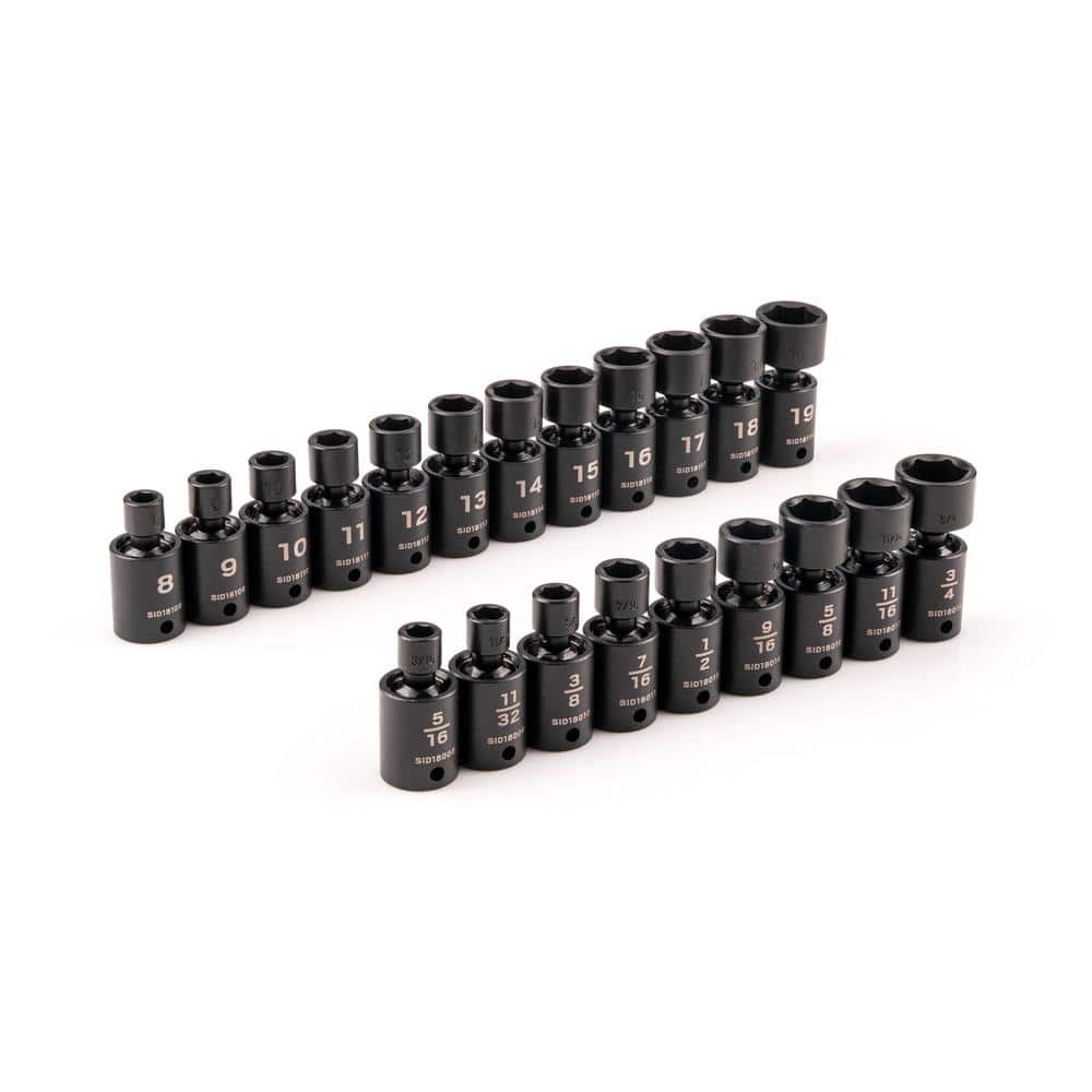 TEKTON 3/8 in. Drive 6-Point Universal Joint Impact Socket Set, 21 ...