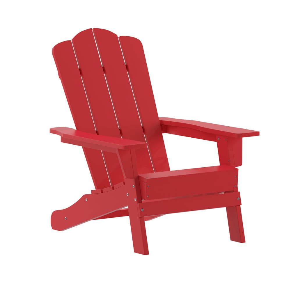 TAYLOR + LOGAN Red Faux Wood Resin Outdoor Lounge Chair in Red (Set of ...
