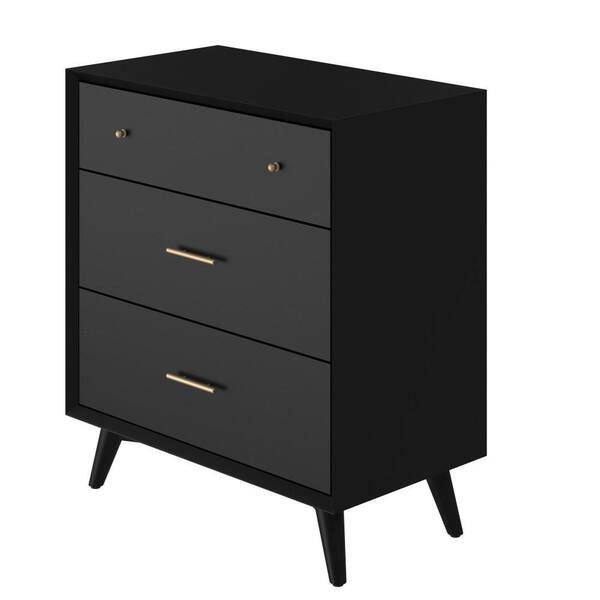 Benjara 18 in. Black 3 Drawer Chest of Drawers BM261871 - The Home Depot