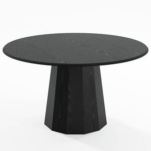 Dovelina 52 in. Natural Oak Wood Color Column Pedestal Round Kitchen ...