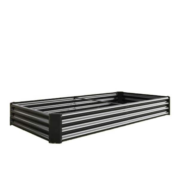 Black Metal Outdoor Raised Garden Bed, Raised Planter Boxes with Open ...