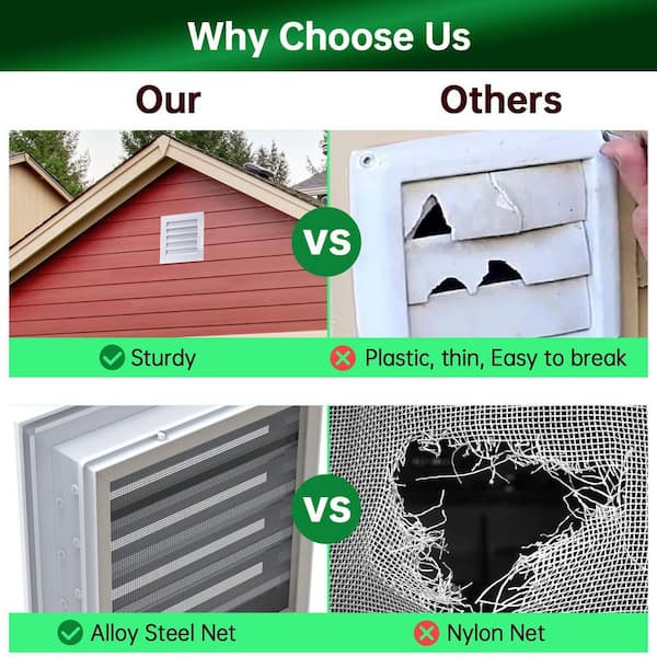 Wall Vent Yaocom 8 Pcs 10 X 10 Inch Aluminum Attic Vents Metal Gable ...