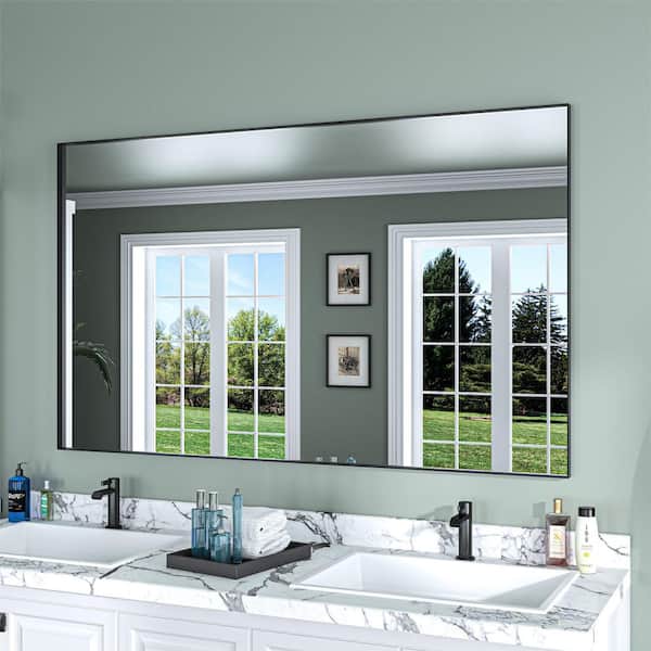 ORGANNICE 36 in. W x 60 in. H Rectangle Framed Black Tempered Glass Wall Mounted Full Length Mirror L15090MB