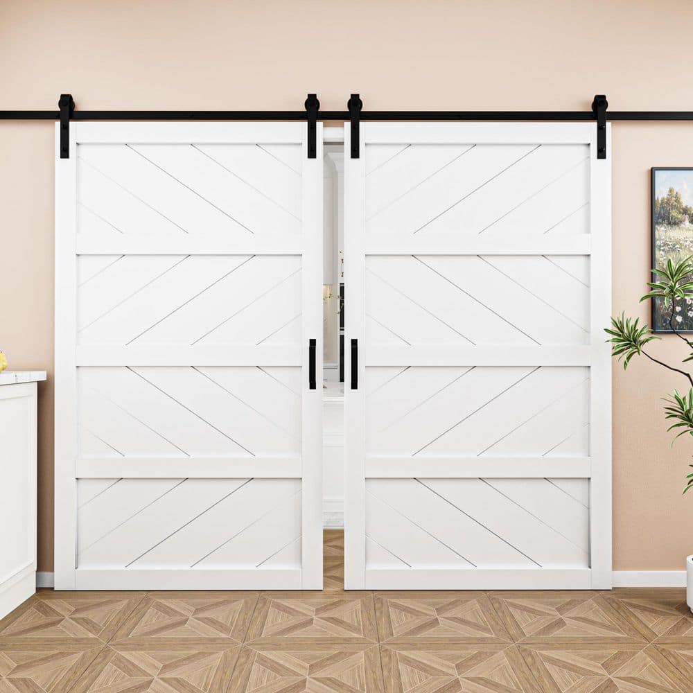 EH PUERTA 96 in. x 84 in. White 4 Lite Wave Pattern Finished MDF ...