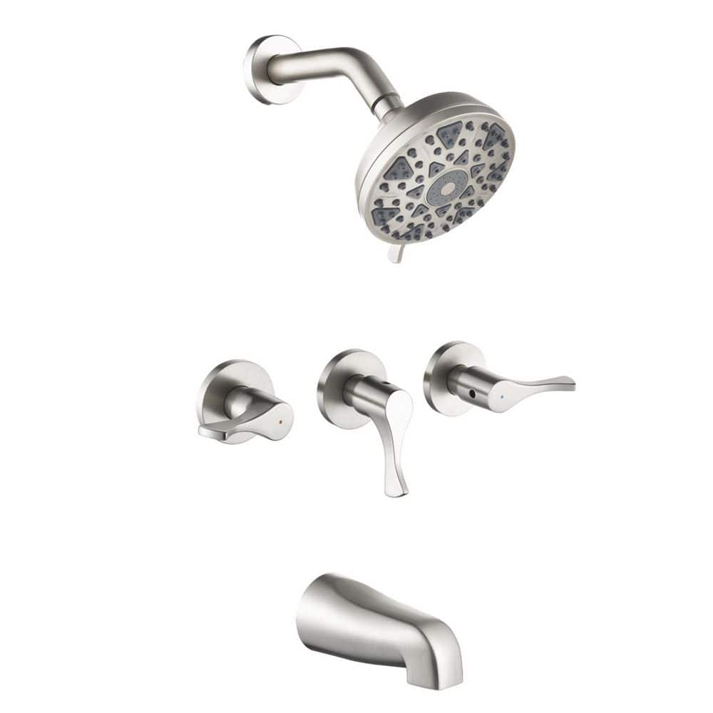Miscool Vara 3 Handle 6-Spray 2-Way Tub and Shower Faucet 1.8 GPM in ...