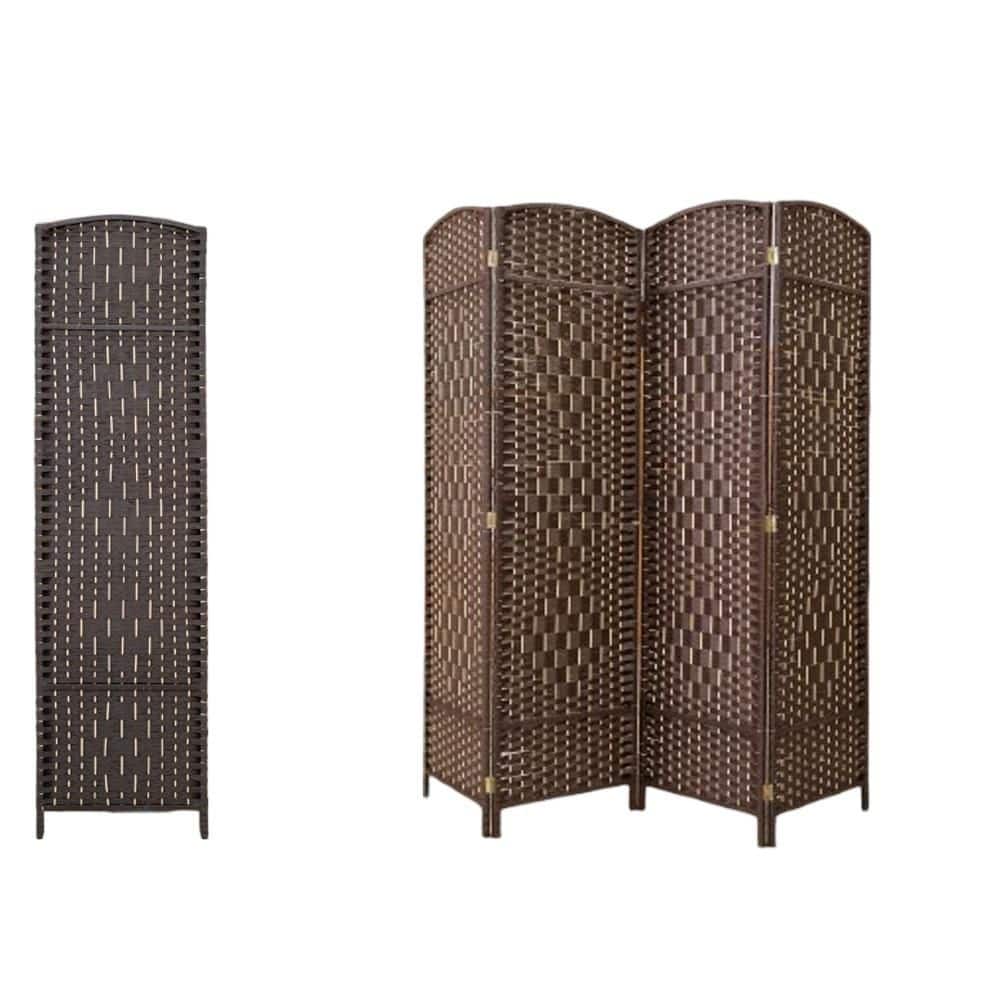 maocao hoom 4 Panel Privacy Room Divider, Wood Folding Screen,Brown Y ...