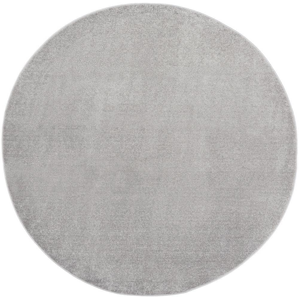 Nourison Essentials 8 ft. x 8 ft. Silver Gray Round Solid Contemporary ...