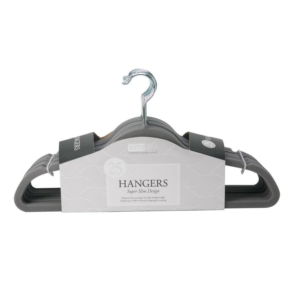 Simplify Gray Velvet Hangers 25-Pack 23240-GREY - The Home Depot