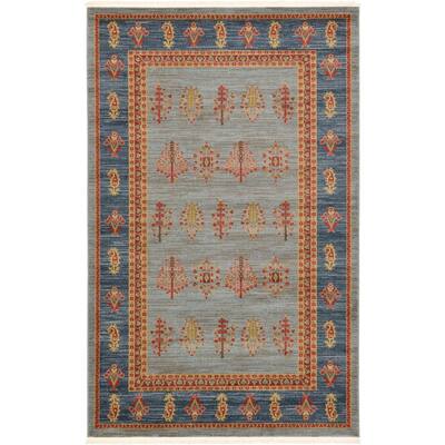 StyleWell Fars Darya Blue/Multi-Color 8 ft. x 10 ft. Global Area Rug ...