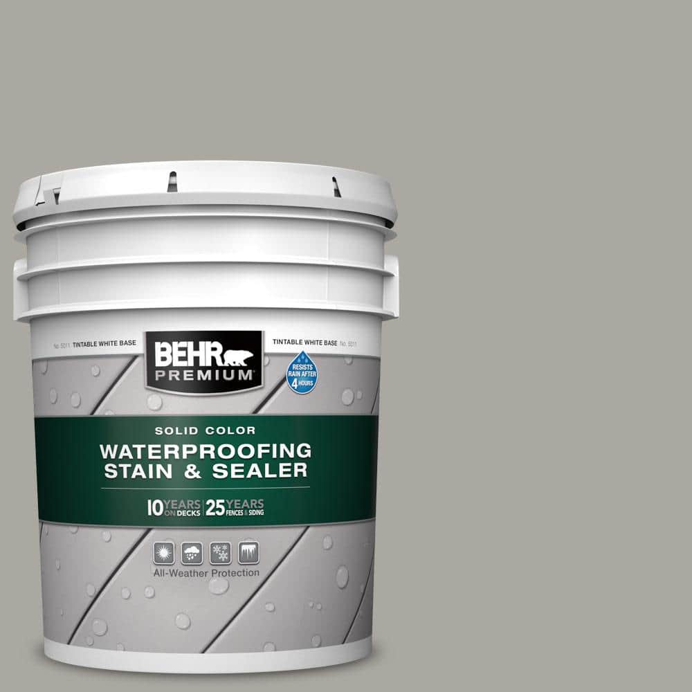BEHR PREMIUM 5 gal. #N360-3 Still Gray Solid Color Waterproofing ...