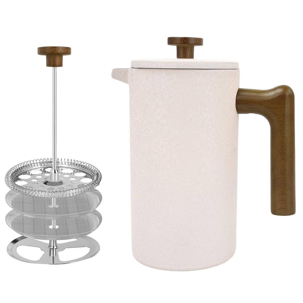 PRIMEPLUS 34 oz. White Stainless Steel French Press Coffee Maker with ...