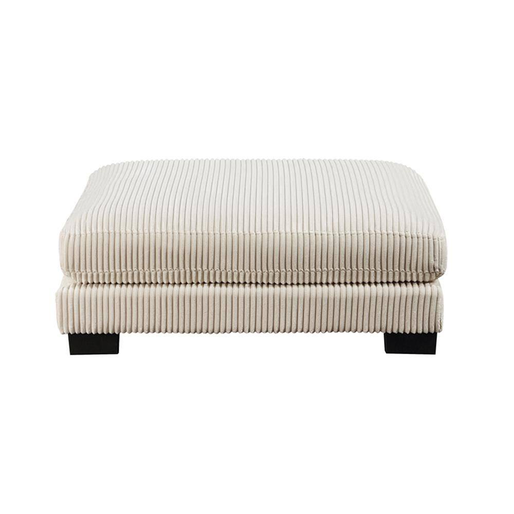 Lazzara Turbo Beige Corduroy Fabric Square Ottoman 8555BE-4 - The Home ...