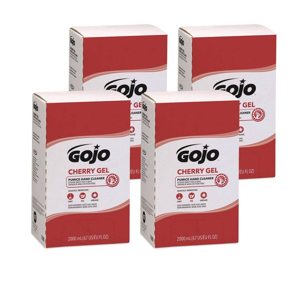 GoJo 2,000 mL Cherry Gel Pumice Hand Cleaner, Cherry Scent, Refill, 4 ...