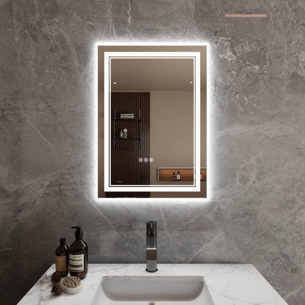 SANFANGIE Luxurious Exquisite 28 in. W x 20 in. H Rectangular Frameless ...