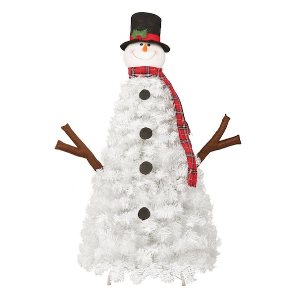Ama pear 4 ft. Snowman-Shaped Pre-lit Artificial Christmas Tree with ...