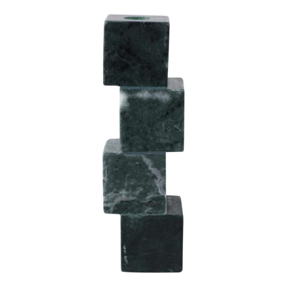 Liv & Skye Green 8 in. Marble Stacked Cube Taper Candle Holder 21657-01 ...
