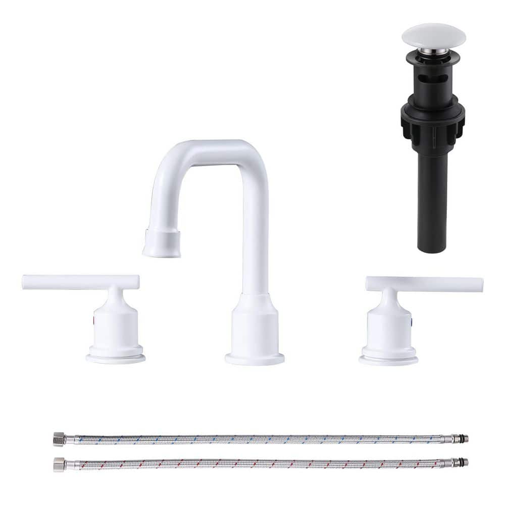 VEVETTA 8 in. Widespread Double Handle High Arc Bathroom Faucet with ...