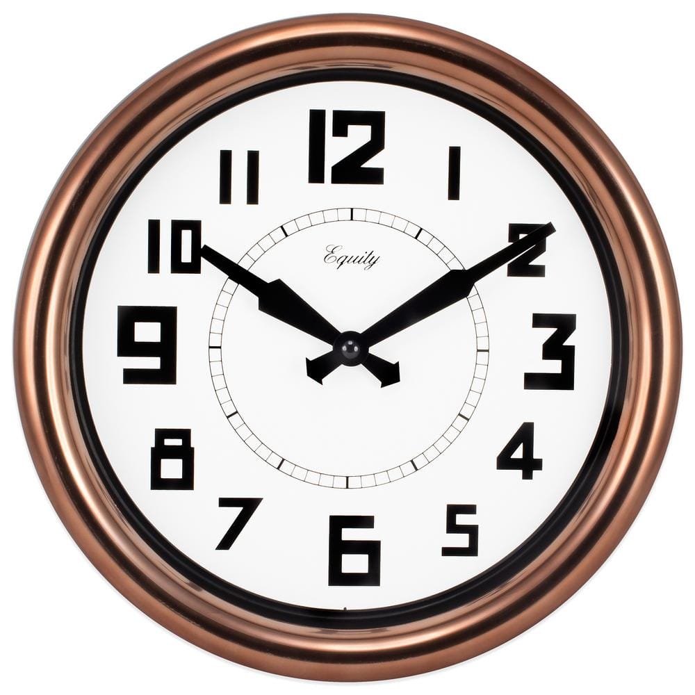 Equity by La Crosse 12 in. Round Copper Quartz Analog Wall Clock-20821 ...
