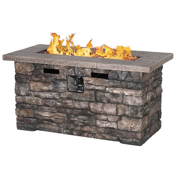 VEIKOUS 23 in. Rectangle Outdoor Gas Fire Pits Progane 50000 BTU with ...