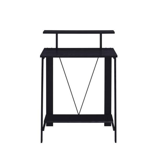 LUCKY ONE 32 in. Rectangular Black Wood Computer Desk with Shelves LU ...