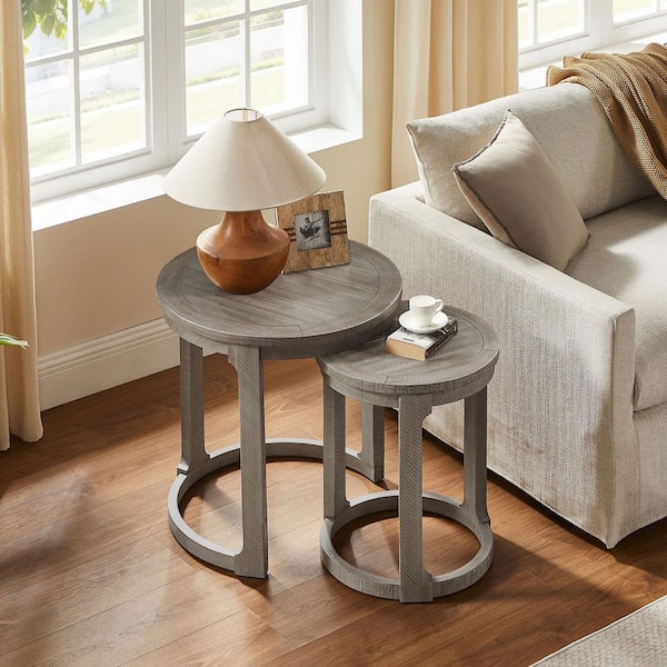 Noble House Eisley 24 in. Light Brown Short Round Circle Wood End Table ...