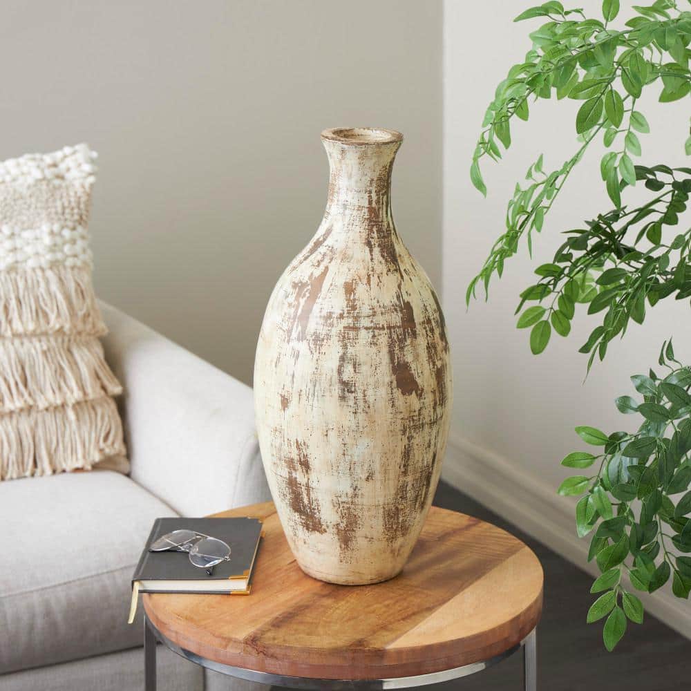 Litton Lane Brown Antique Style Distressed Ceramic Decorative Vase ...